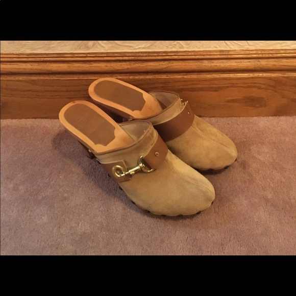 Coach | Shoes | Coach Suede Clog With Wood 3 2 High Heel Sexyclassy And ...